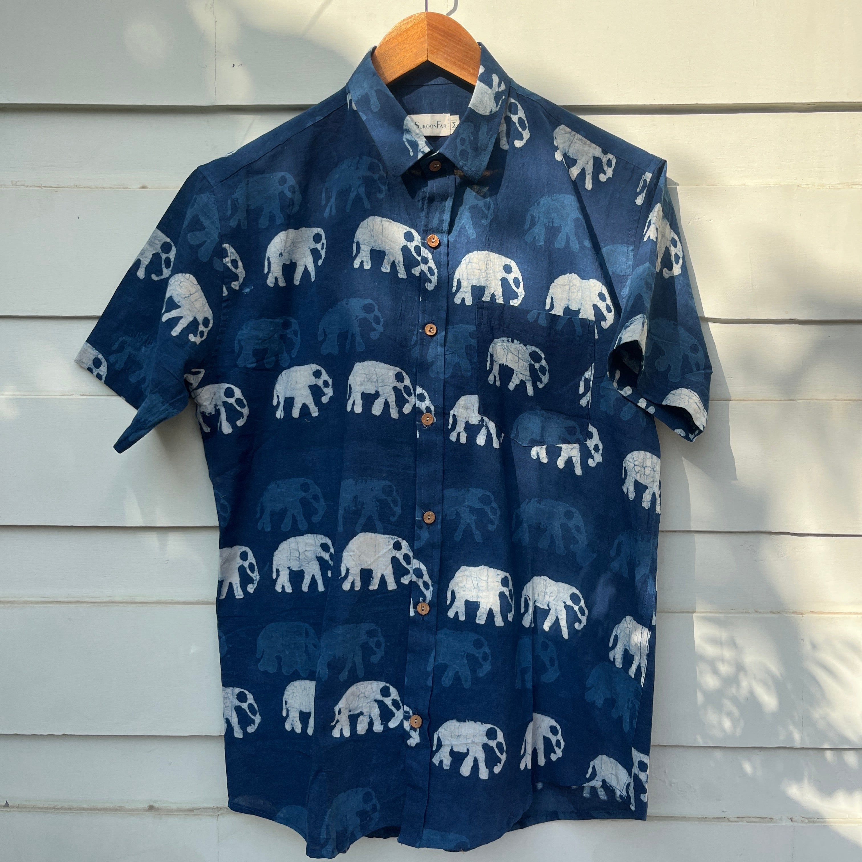 Indigo Elephant Hand Block Printed Shirt – Sukoon fab